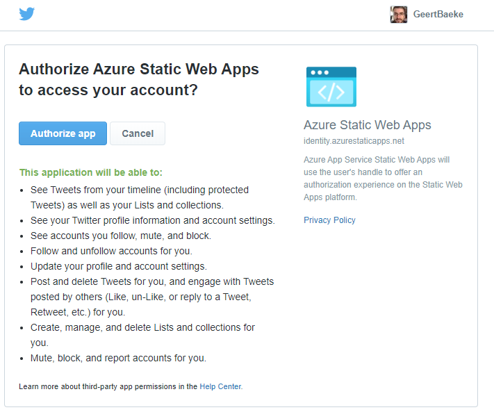 Adding Authentication and Authorization to an Azure Static Web App – baeke.info